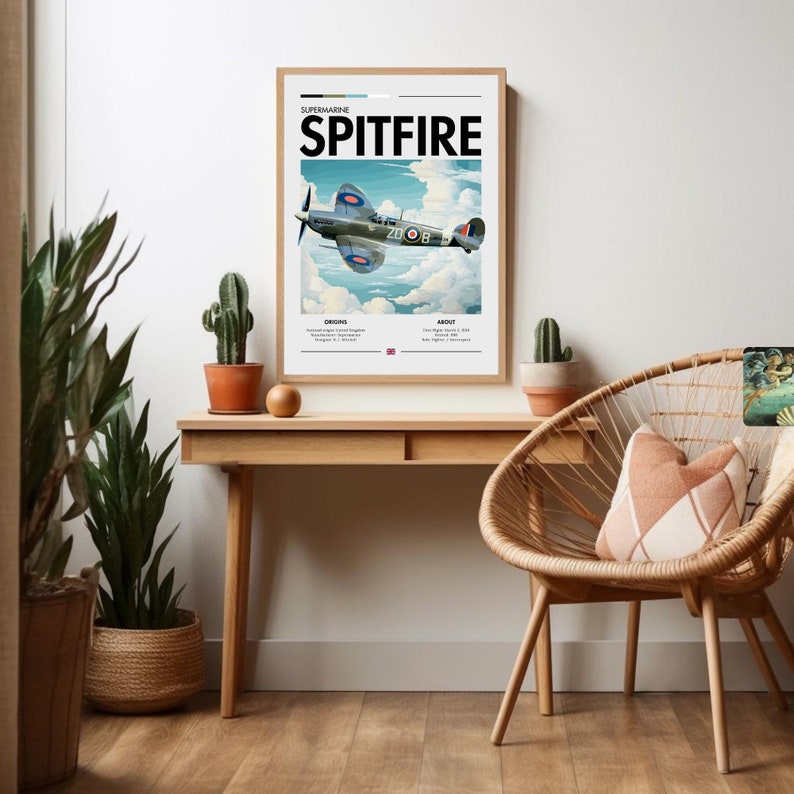 Supermarine Spitfire Poster – WWII Aviation Art, Fighter Jet Print - Etsy