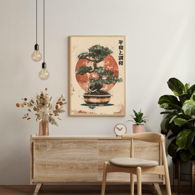 Bonsai Tree Wall Art - Meditation Room Art, Bonsai Tree Poster ...