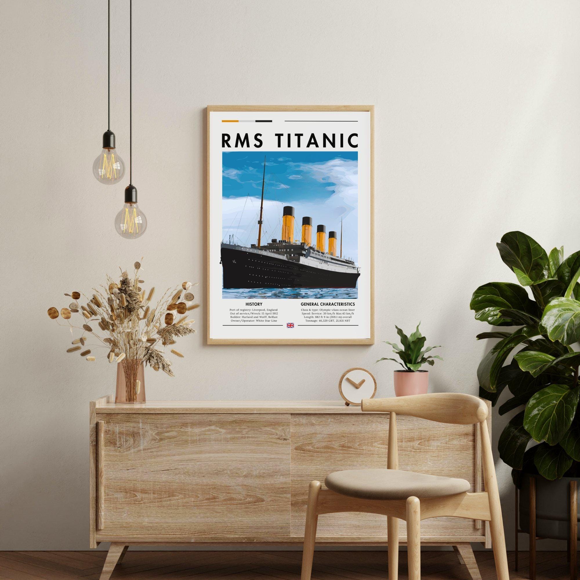 Titanic Ship Poster, RMS Titanic Print, Ship Art, Historic Ship Poster ...