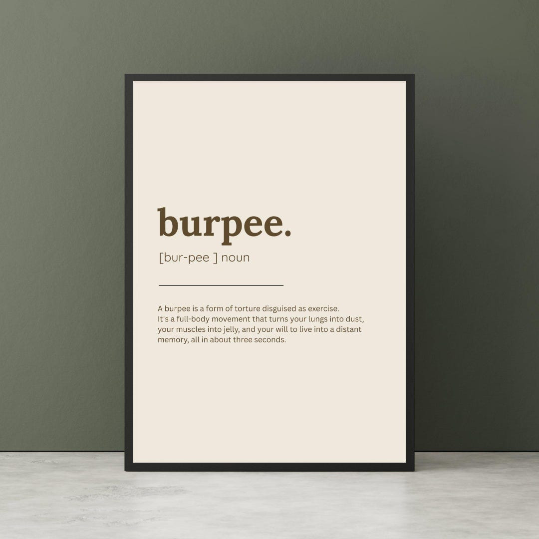 Burpee Definition Poster – Funny Home Gym Wall Art - Etsy