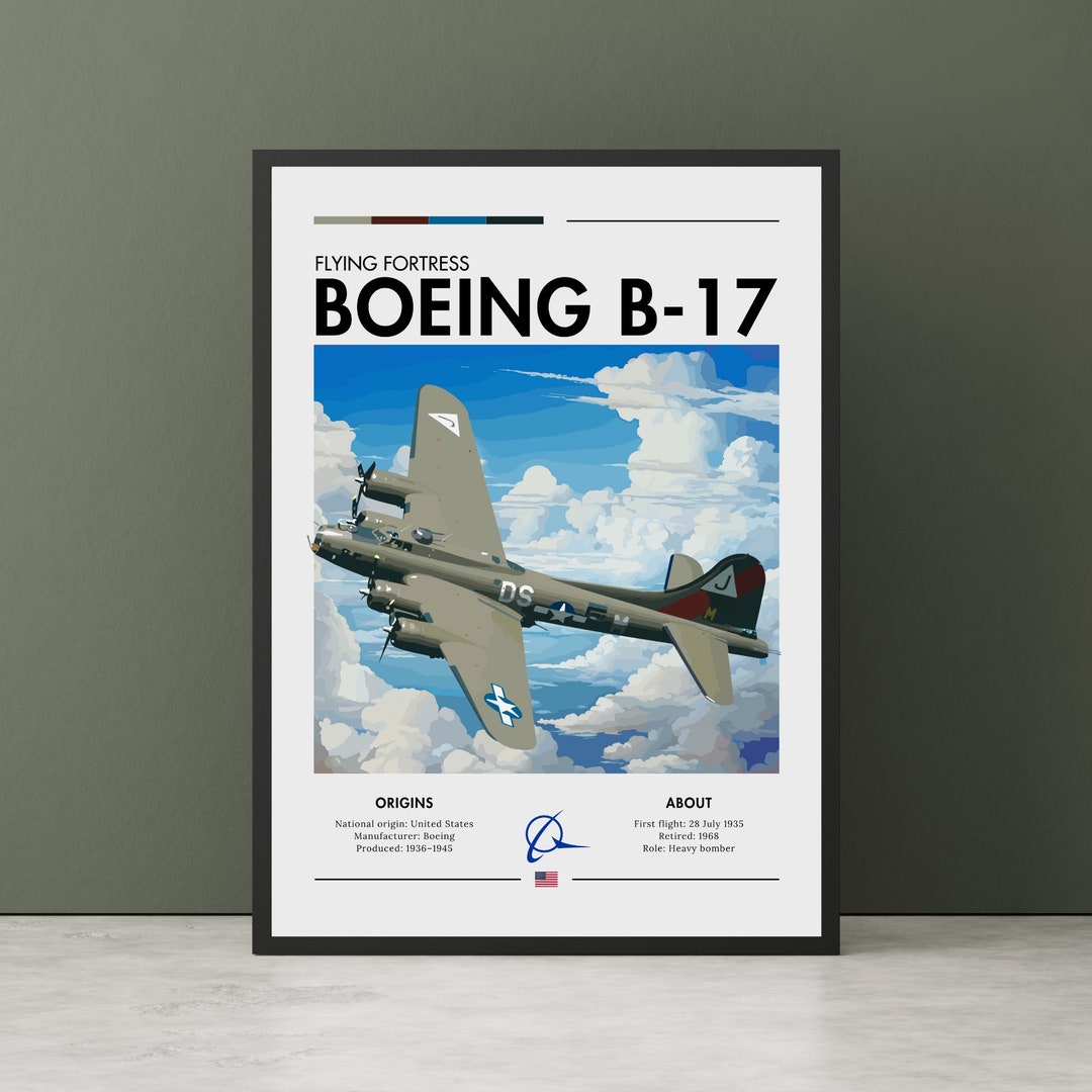 Boeing B-17 Flying Fortress Print - WWII Aviation Art, Heavy Bomber ...