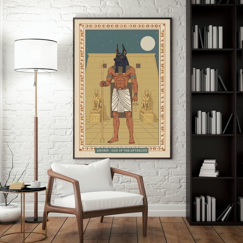 Anubis God of the Afterlife Print - Egyptian Jackal Deity Art - Ancient ...