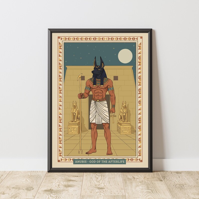Anubis God of the Afterlife Print - Egyptian Jackal Deity Art - Ancient ...