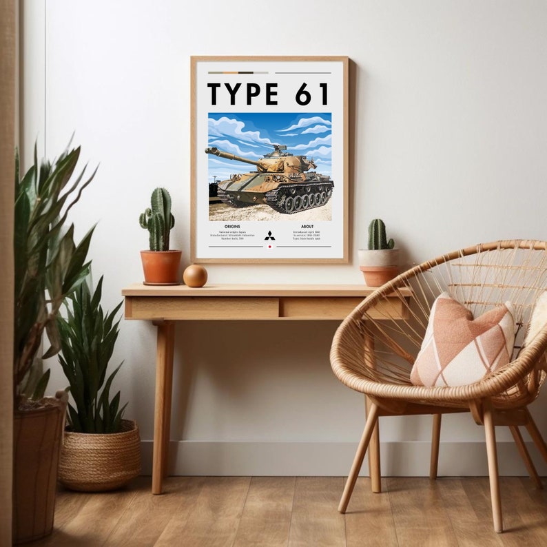 Type 61 Panzer Poster - WWII Kriegskunst, Kampfpanzer, Wolken, Boden ...