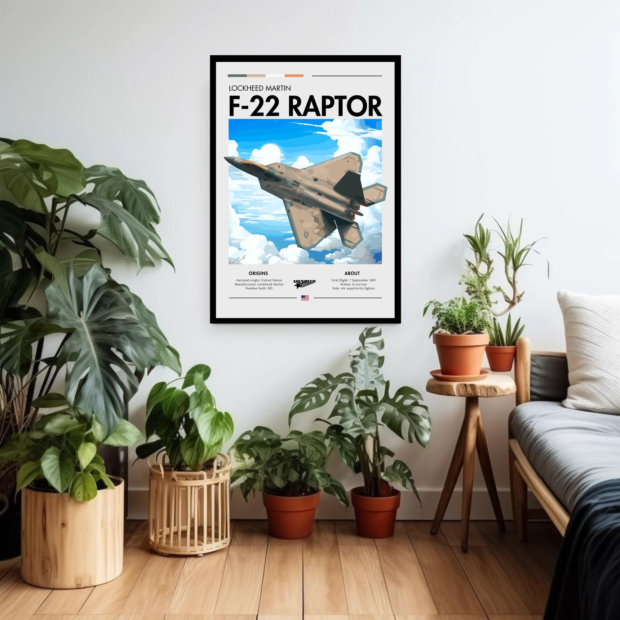 Lockheed Martin F-22 Raptor Print - USAF Aviation Art, Ground Attack ...