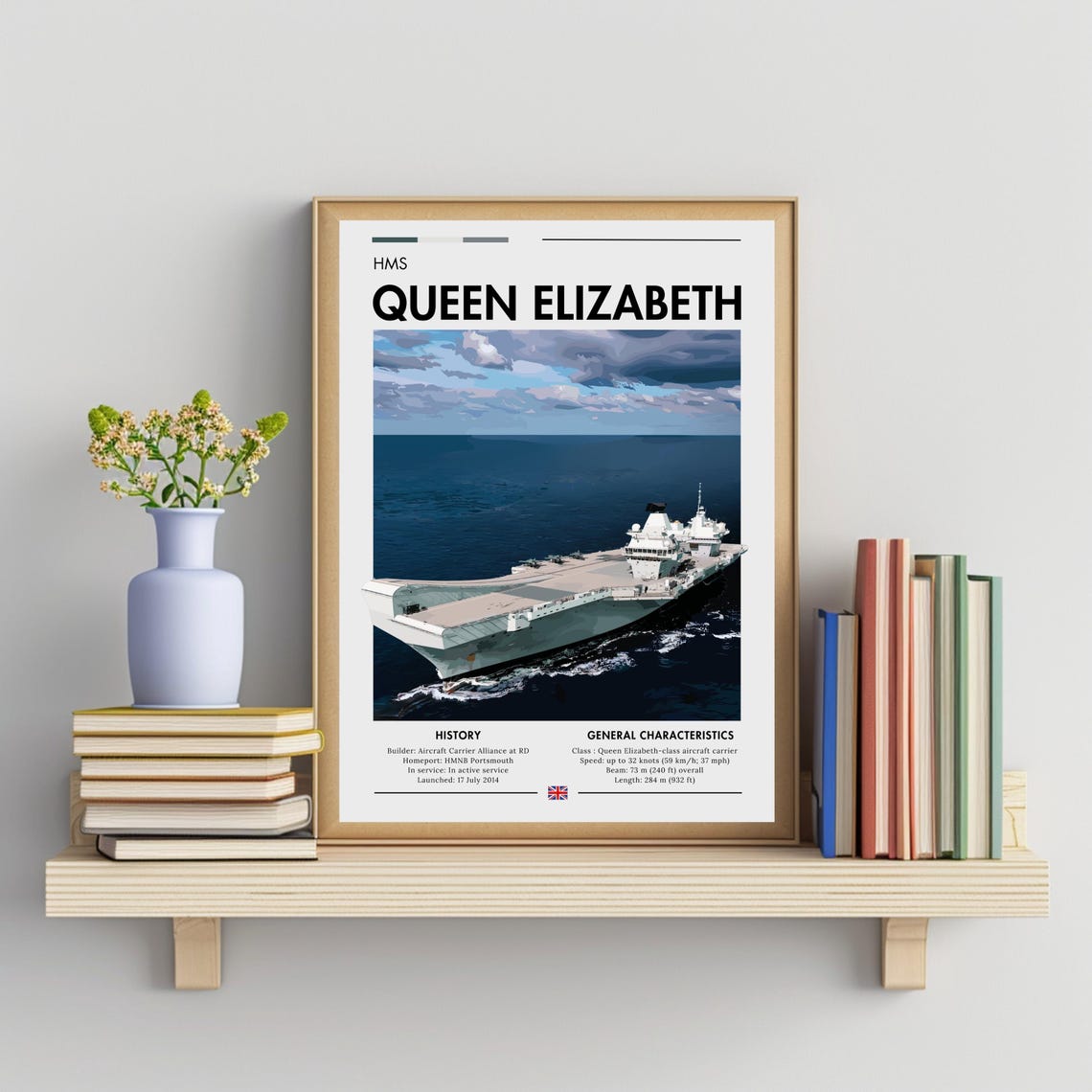 HMS Queen Elizabeth Poster - Naval Ship Print, Ship Art, Historic Ship ...