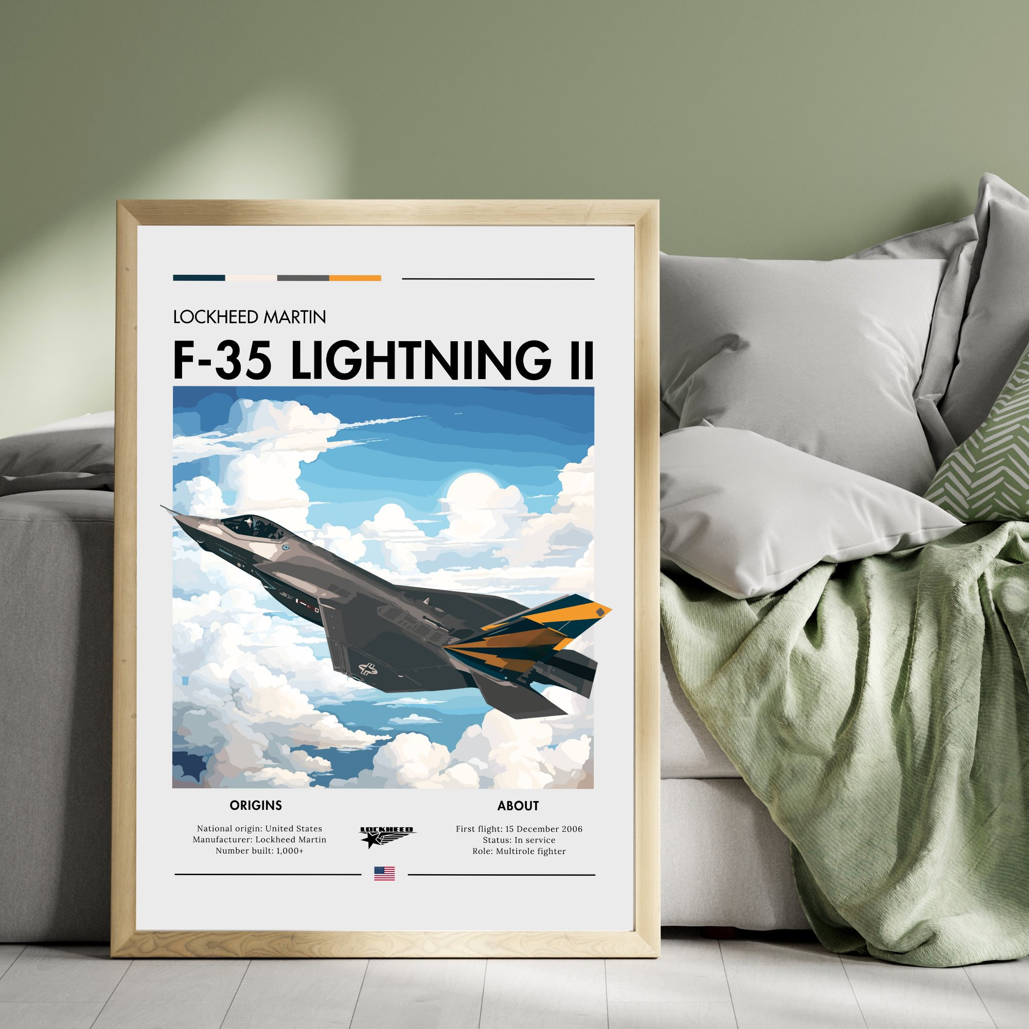 Lockheed Martin F-35 Lightning II Print USAF Aviation, Multirole ...