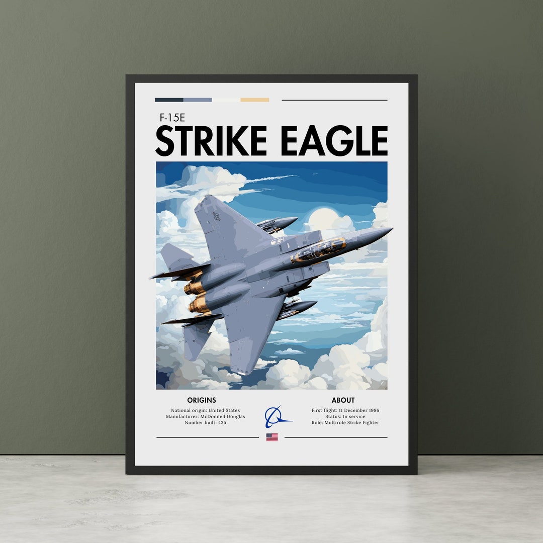 F-15E Strike Eagle Print - Aviation Art, White Cliffs, Plane Poster ...