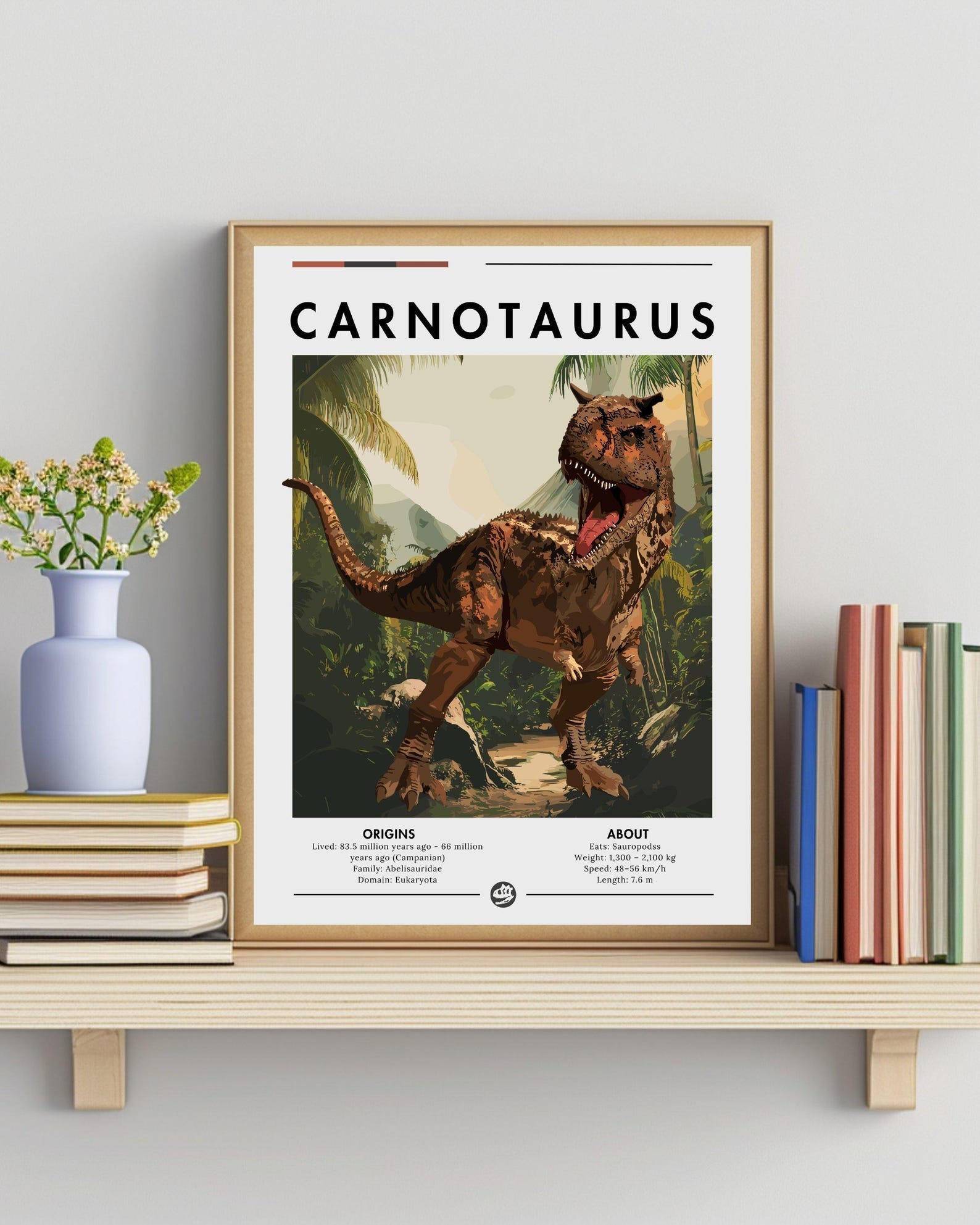 Carnotaurus Wall Art, Carnotaurus Dinosaur, Cretaceous Period ...