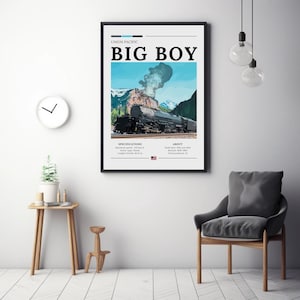 Big Boy Poster, Train Print, Train Poster Wall Art, Steam Train ...