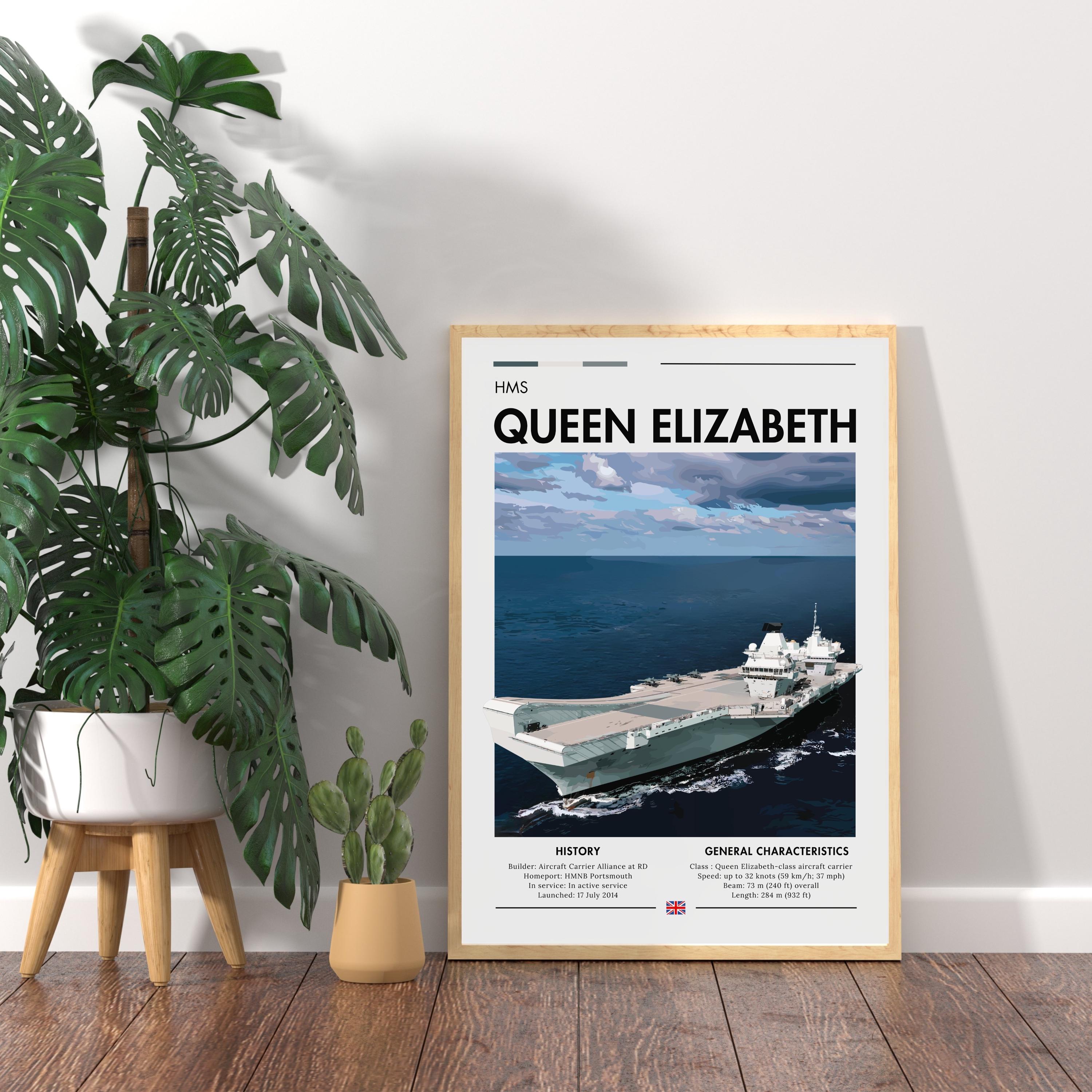 HMS Queen Elizabeth Poster - Naval Ship Print, Ship Art, Historic Ship ...