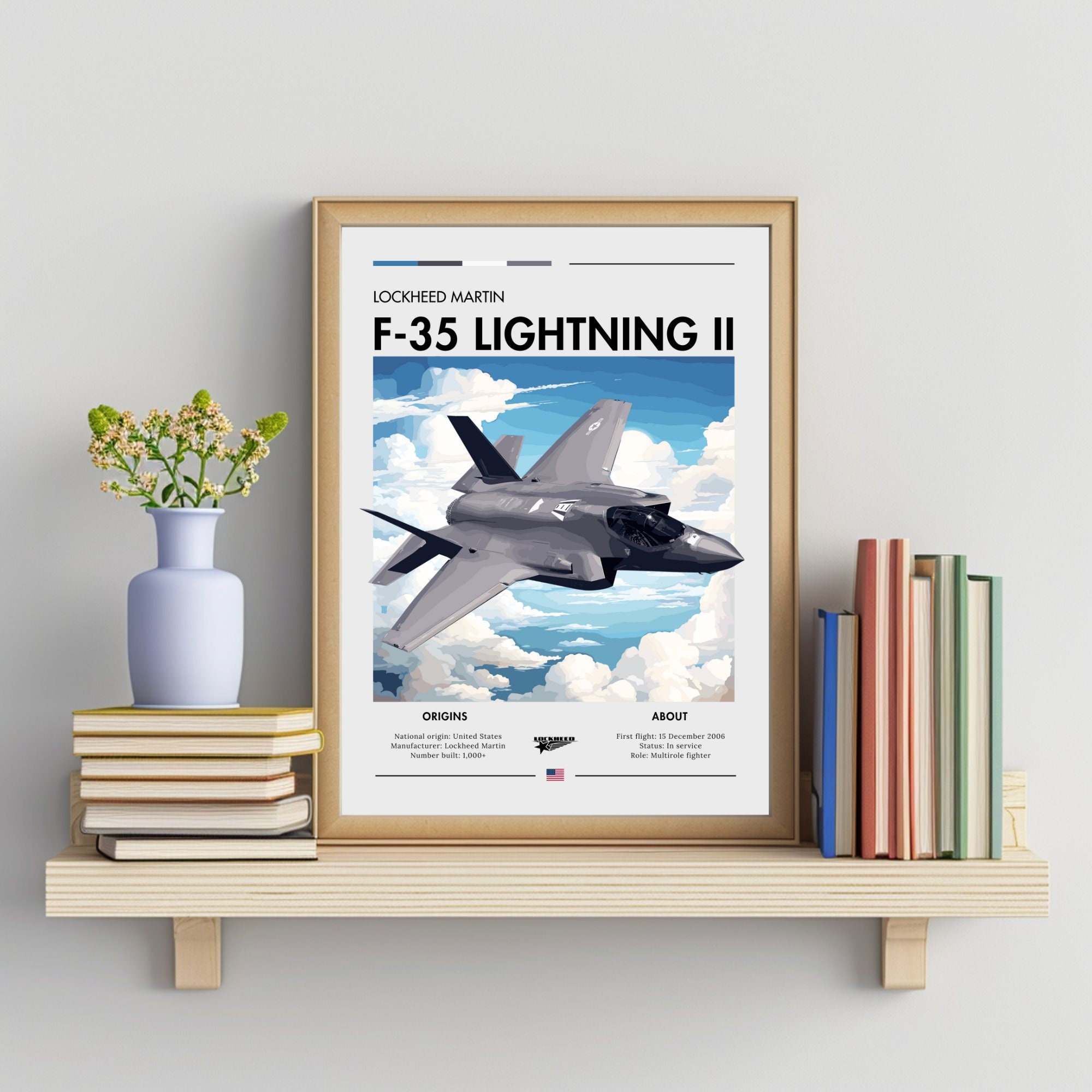 Lockheed Martin F-35 Lightning II Print USAF Aviation, Multirole ...
