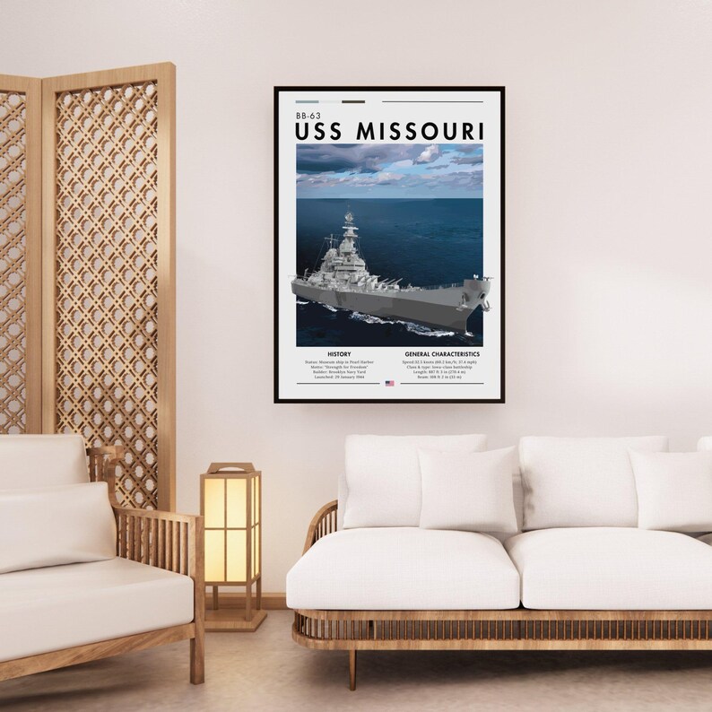 USS Missouri Battleship Print, Naval Ship Poster, Maritime Wall Art - Etsy