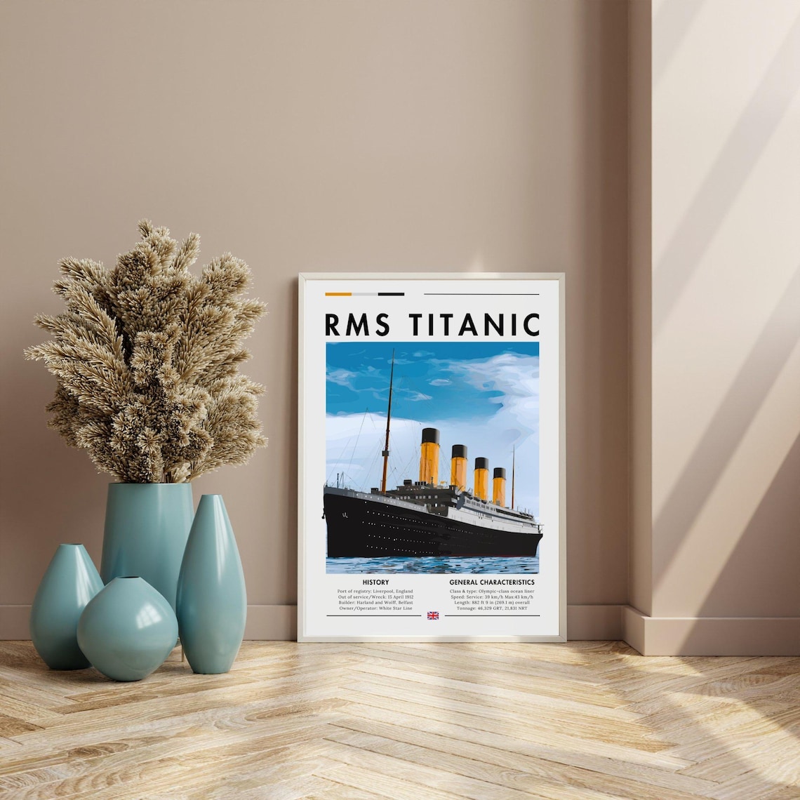 Titanic Ship Poster, RMS Titanic Print, Ship Art, Historic Ship Poster ...