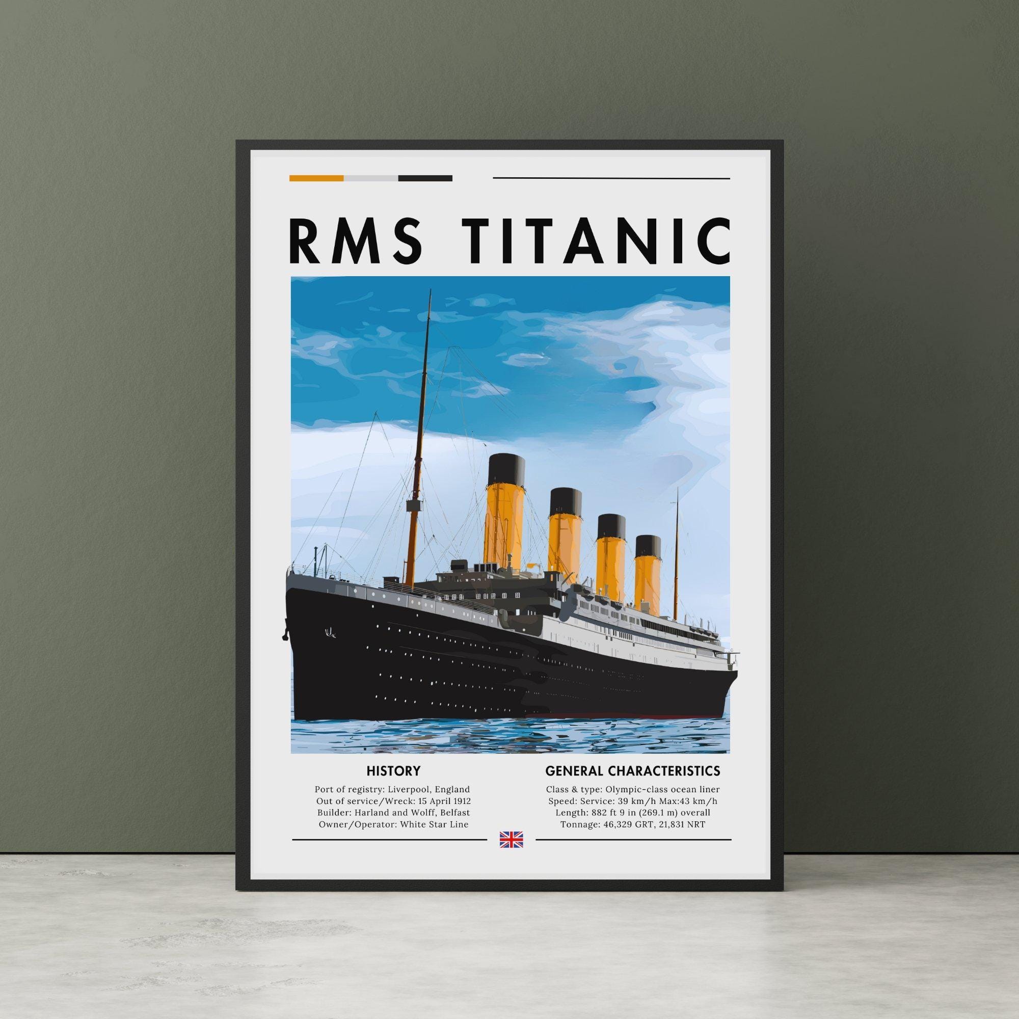 Titanic Ship Poster, RMS Titanic Print, Ship Art, Historic Ship Poster ...