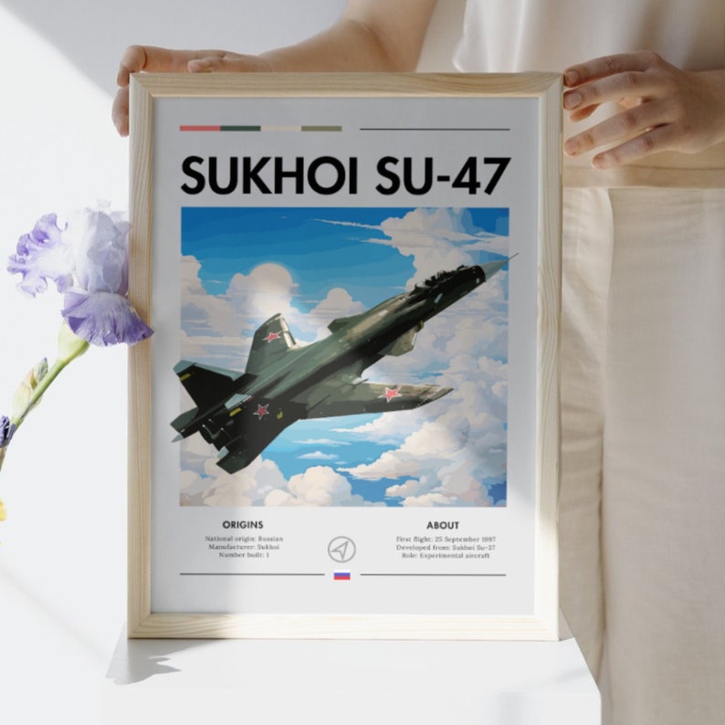 Sukhoi Su-47 Print - Aircraft Art , Experimental Aircraft, Plane Poster ...