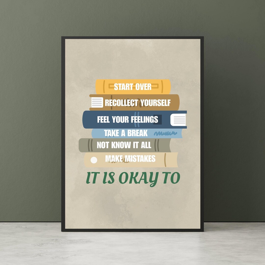 It's Okay to Poster - Mental Health Wall Art, Self-care Print, Therapy ...