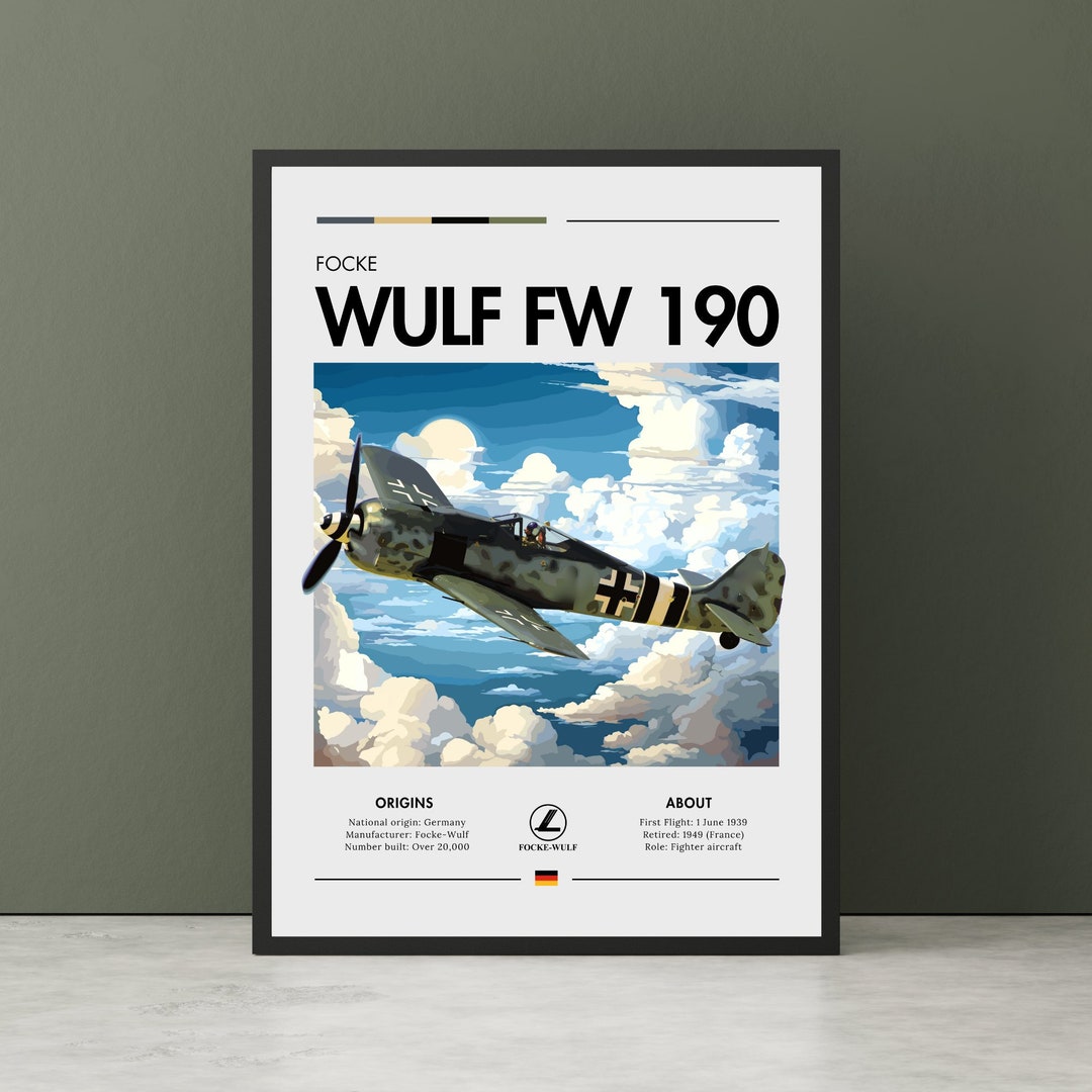 Focke-wulf Fw 190 Print - WWII Aviation Art, Plane Poster, Fighter ...