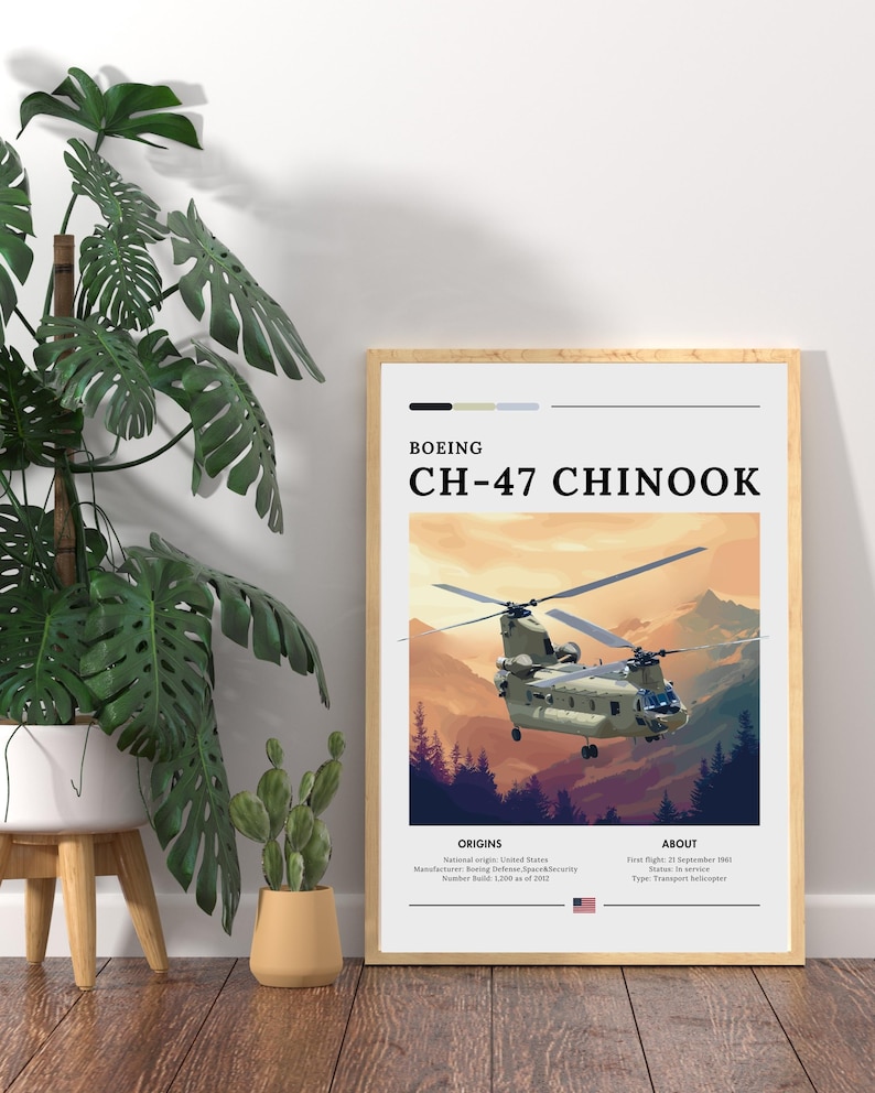 Boeing CH-47 Chinook Poster - American Helicopter Print, Transport ...