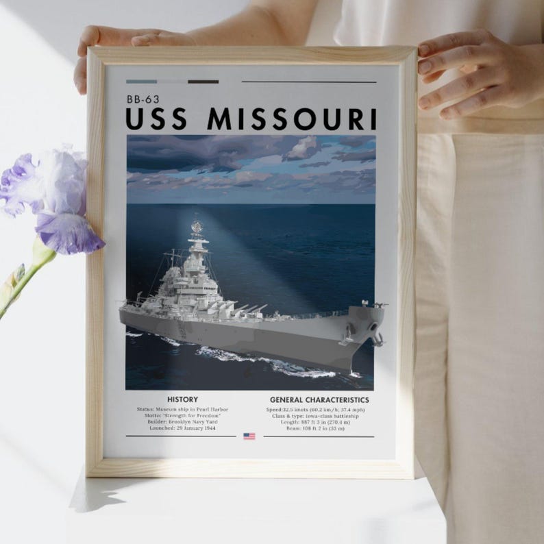 USS Missouri Battleship Print, Naval Ship Poster, Maritime Wall Art - Etsy