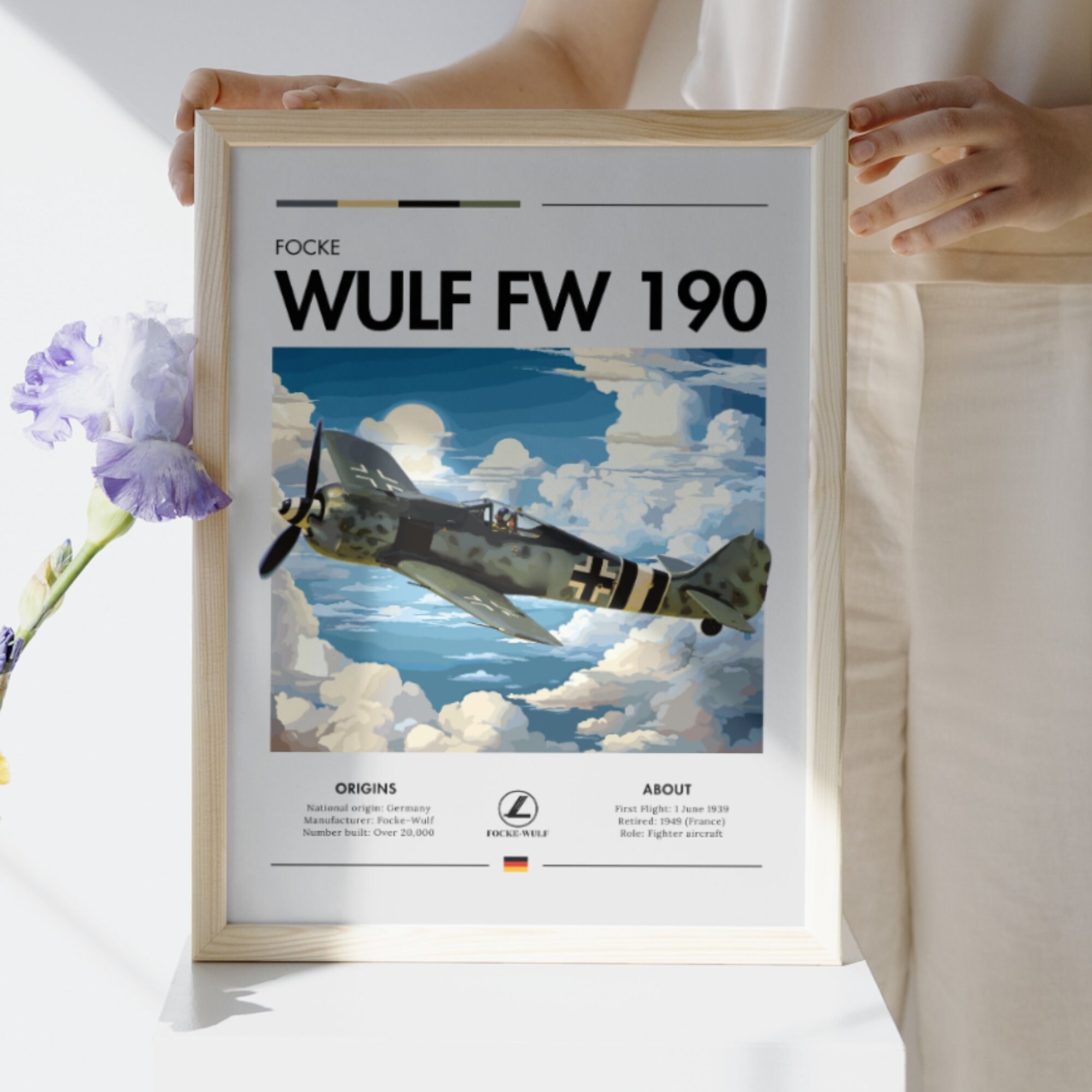 Focke-wulf Fw 190 Print WWII Aviation Art, Plane Poster, Fighter ...