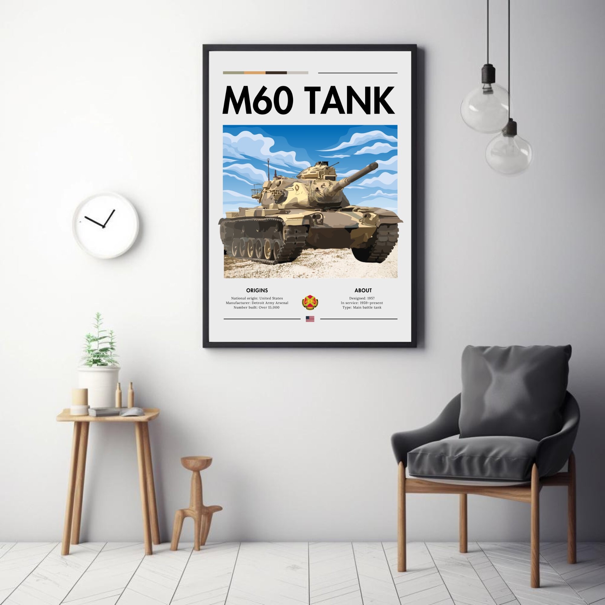 M60 Tank Print Vietnam War Art, Main Battle Tank, Clouds, Ground, Tank ...