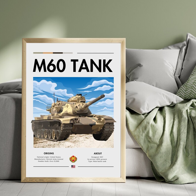 M60 Tank Print - Vietnam War Art, Main Battle Tank, Clouds, Ground ...