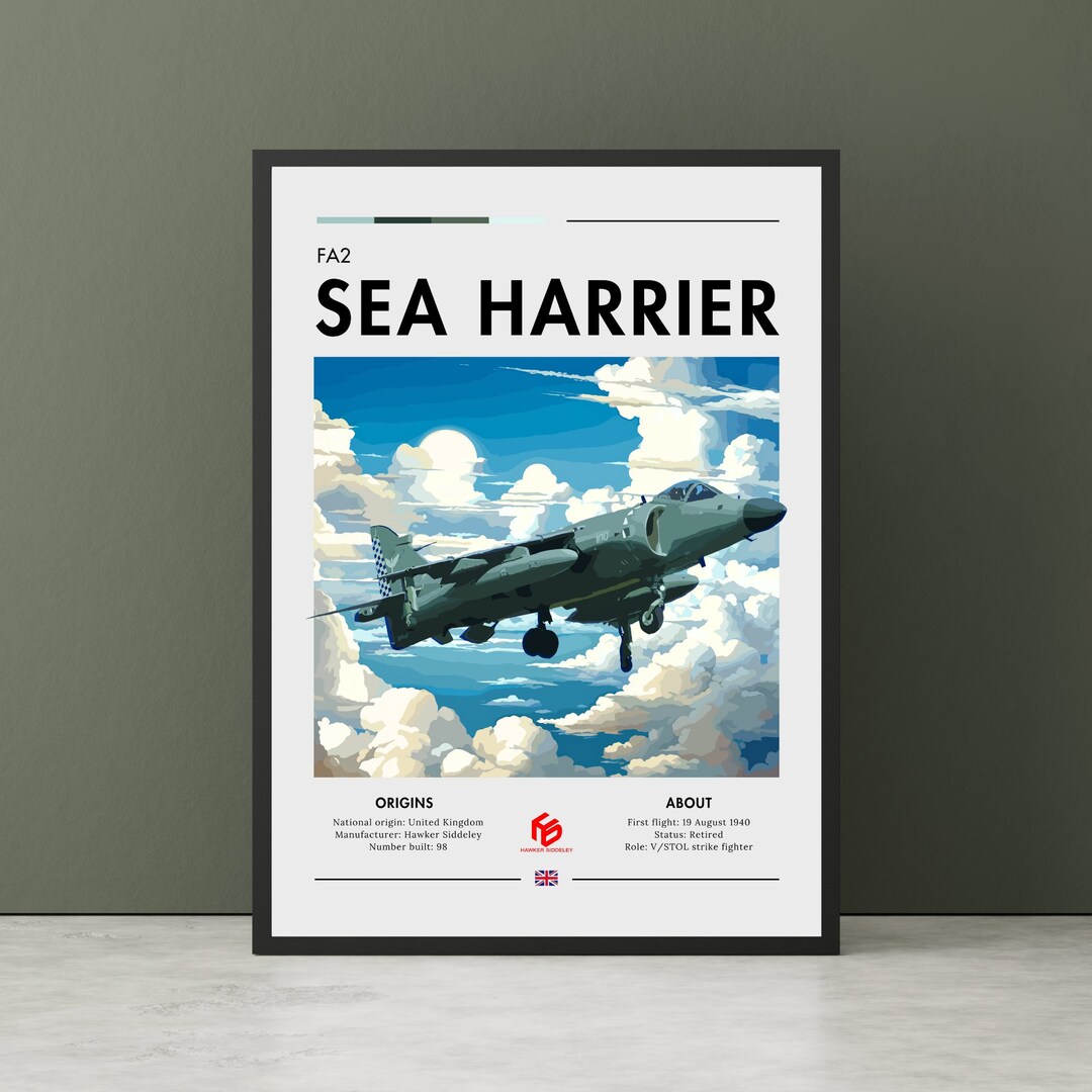 British Aerospace Sea Harrier Print - Aviation Art, Strike Fighter ...