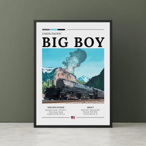 Big Boy Poster, Train Print, Train Poster Wall Art, Steam Train ...