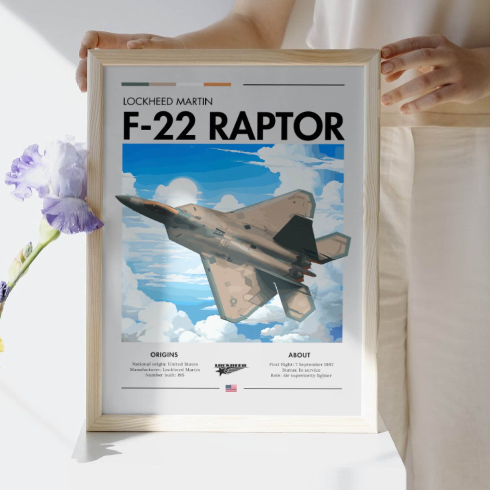 Lockheed Martin F-22 Raptor Print - USAF Aviation Art, Ground Attack ...
