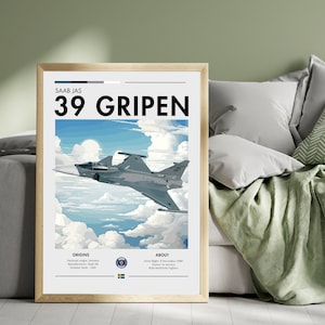 Saab JAS 39 Gripen Print – Swedish Aviation Art, Fighter Jet Poster - Etsy