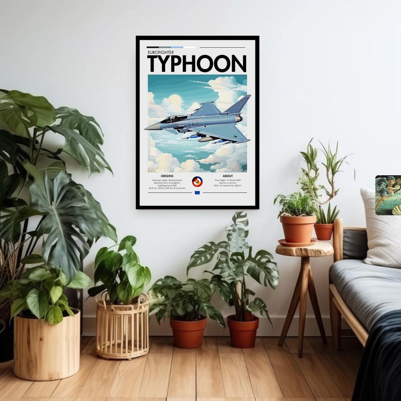 Eurofighter Typhoon Poster - Aviation Art, Fighter Jet Print, Plane ...