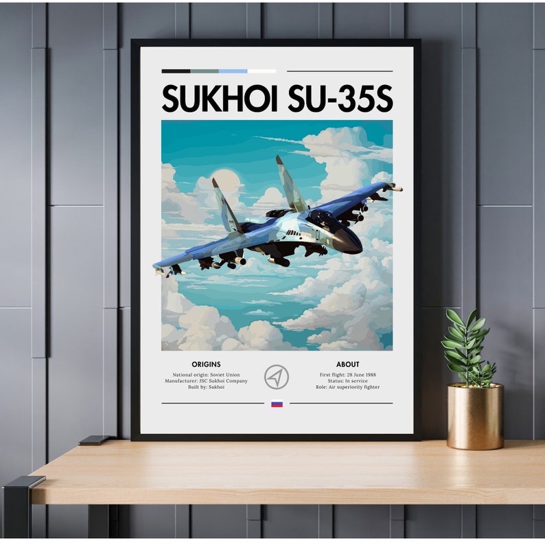 Sukhoi SU-35S Poster Aviation Art, Fighter Jet Print, Plane Poster ...