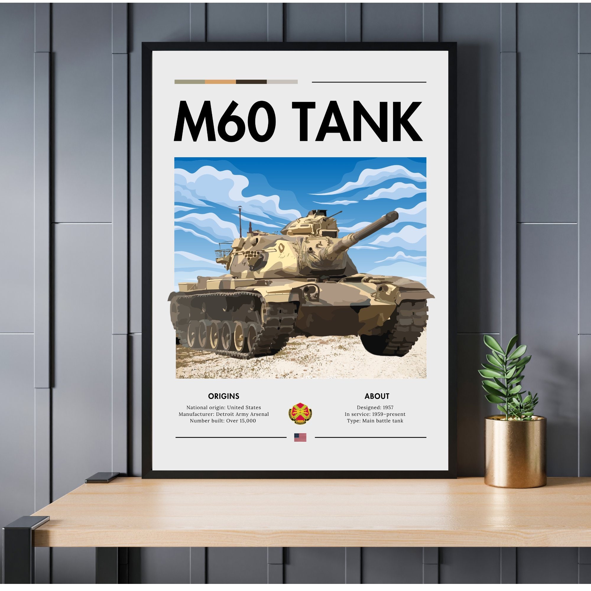 M60 Tank Print Vietnam War Art, Main Battle Tank, Clouds, Ground, Tank ...