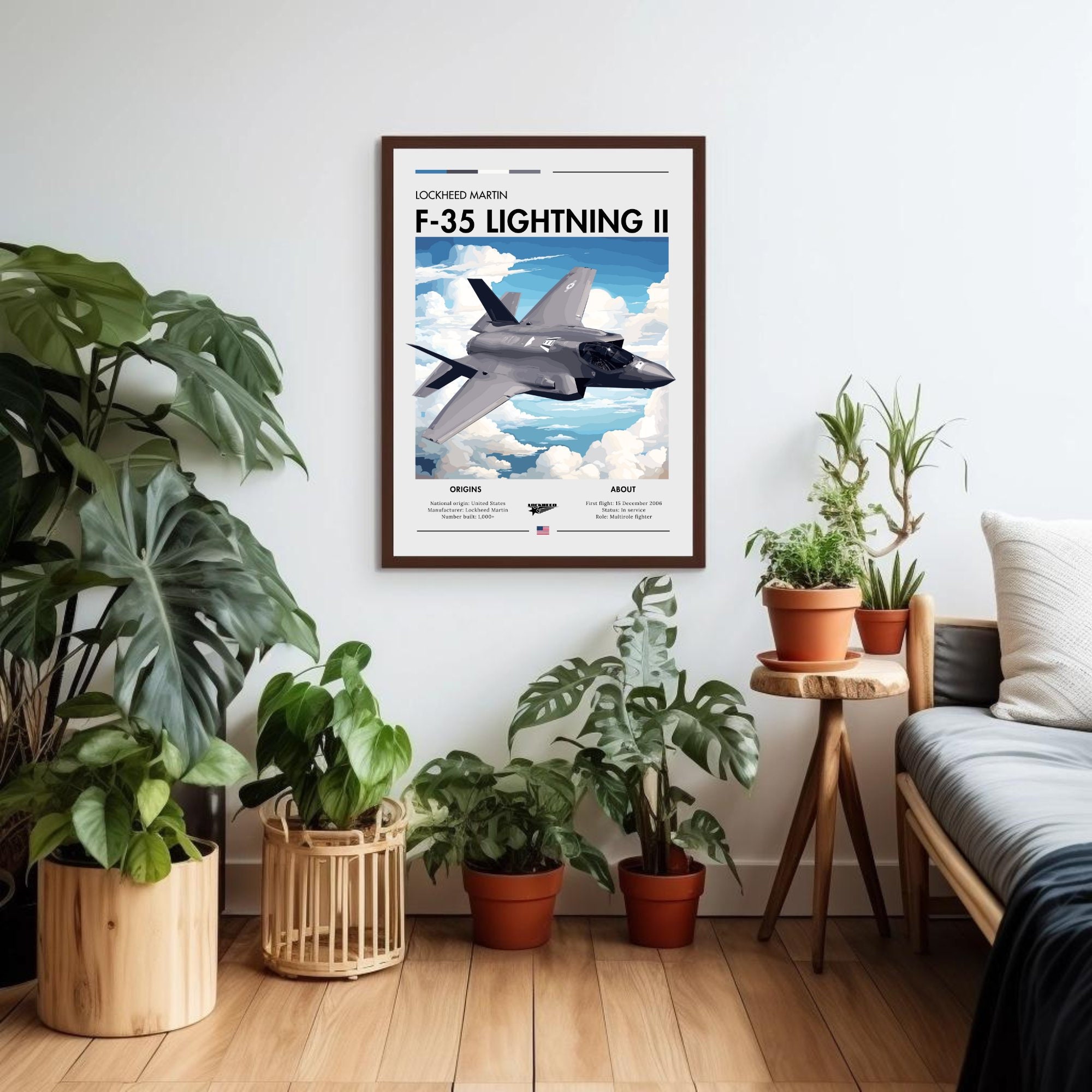 Lockheed Martin F-35 Lightning II Print USAF Aviation, Multirole Fighter Aircraft, Plane Poster ...