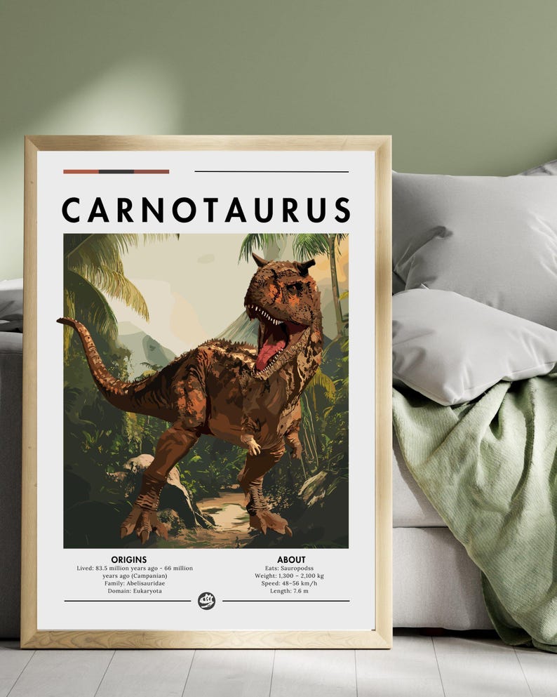Carnotaurus Wall Art, Carnotaurus Dinosaur, Cretaceous Period, Carnivorous Dinosaur, Prehistoric ...