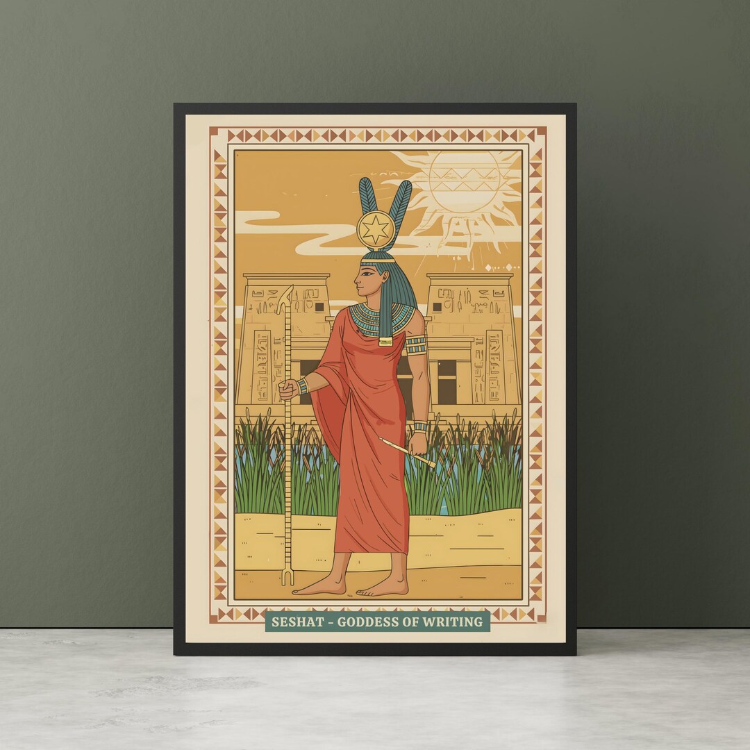 Seshat Goddess of Writing Poster - Vintage Egyptian Mythology Print ...