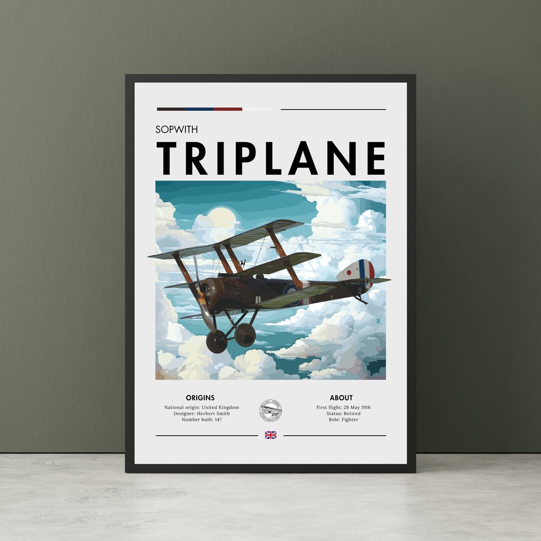 Sopwith Triplane Print WWI Aviation Art, British Aircraft, White Cliffs ...