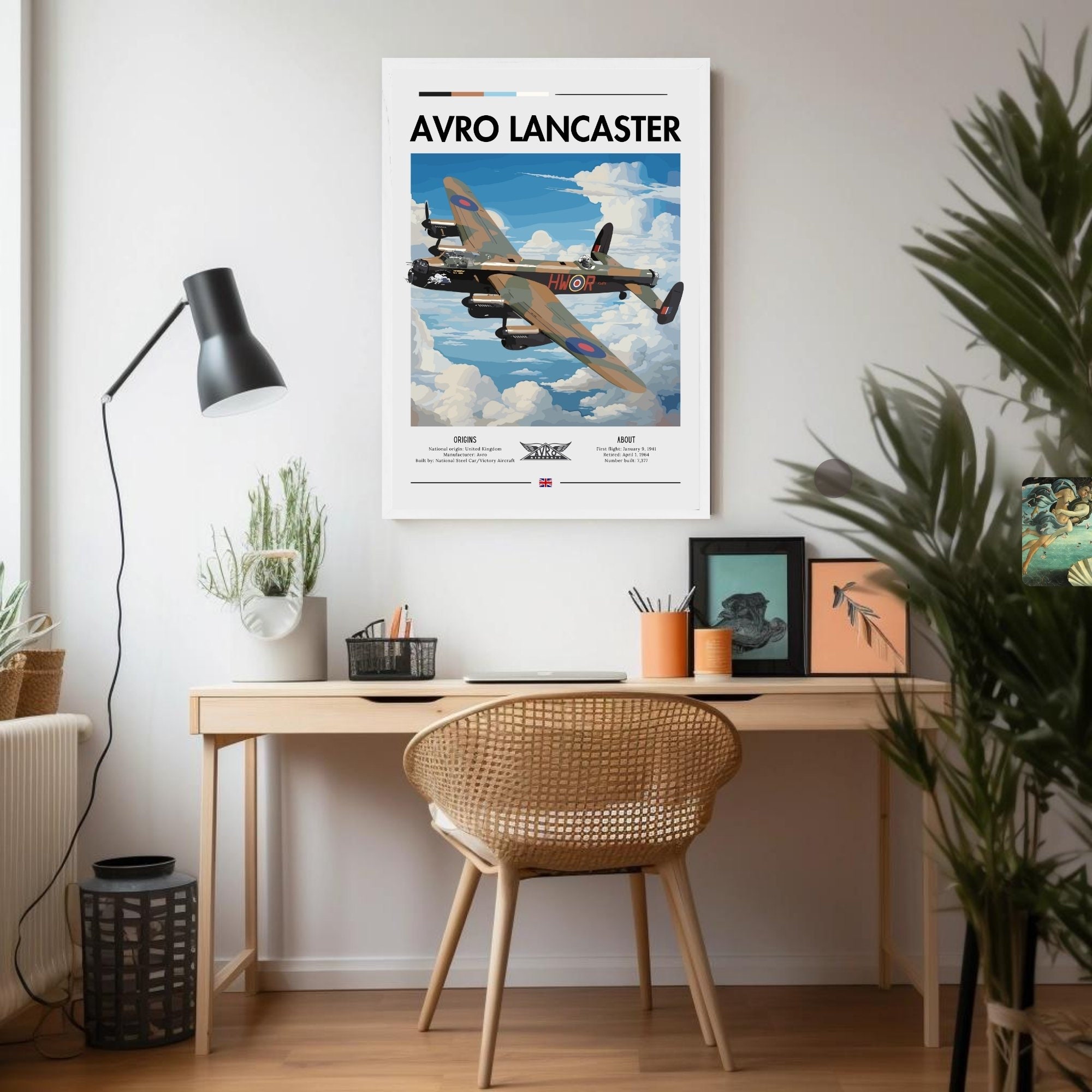 Vintage Avro Lancaster Bomber Print WWII Aviation Art, Battle of ...
