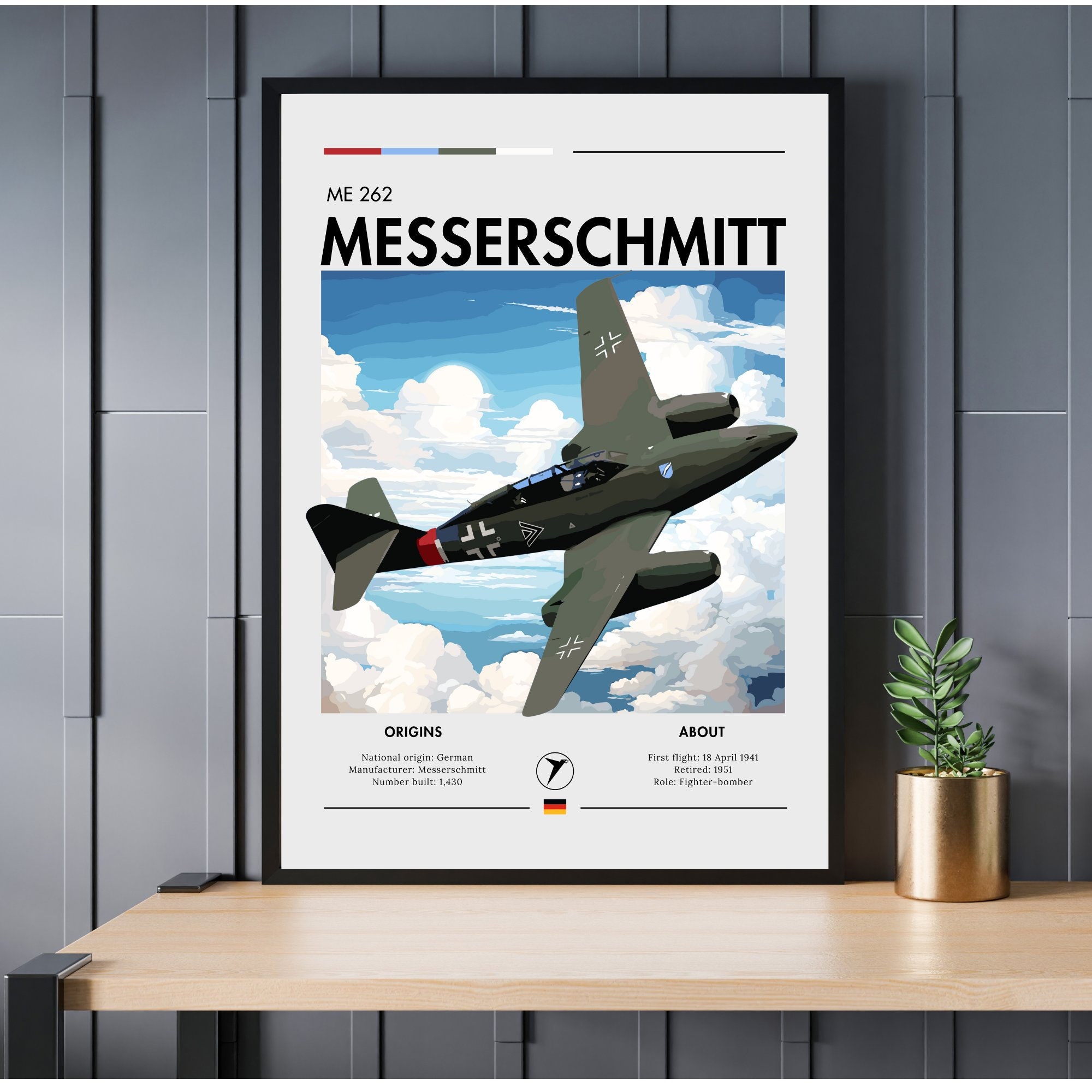 Messerschmitt Me 262 Print WWII Aviation Art, Fighter Aircraft, Fighter ...
