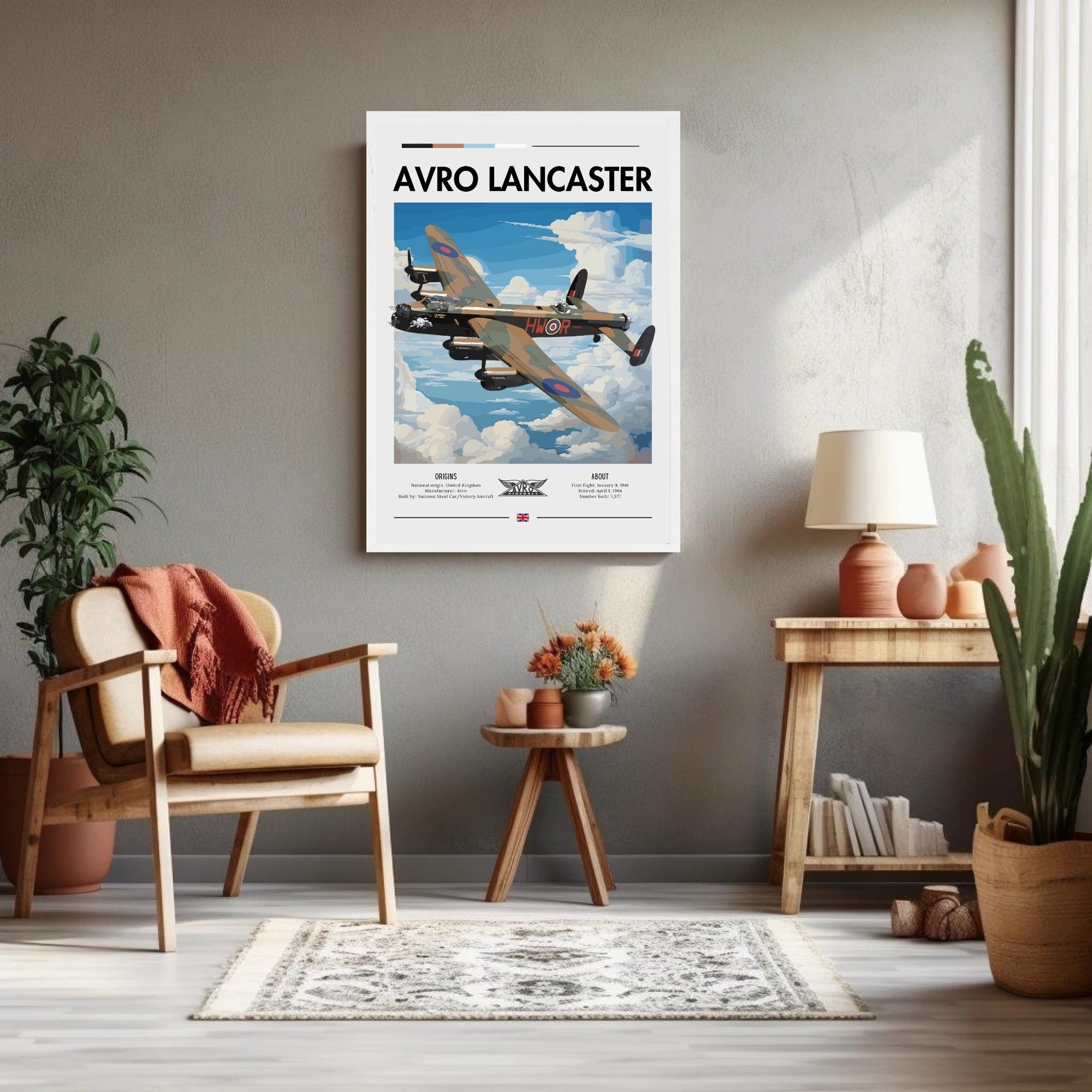 Vintage Avro Lancaster Bomber Print WWII Aviation Art, Battle of ...