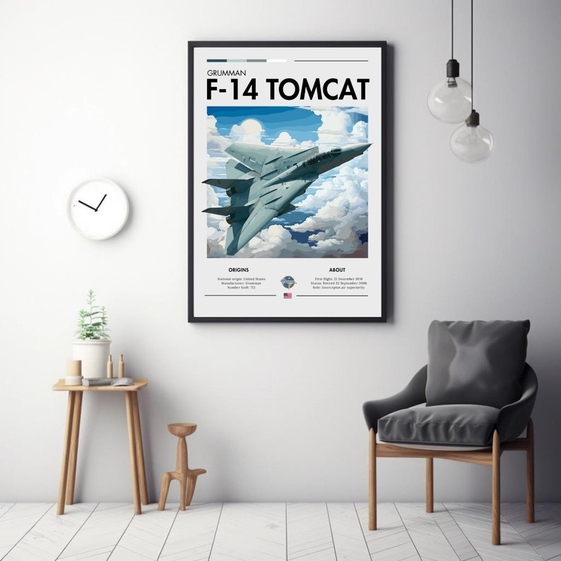 Grumman F-14 Tomcat Supersonic Print Aviation Art, Vietnam War Plane ...