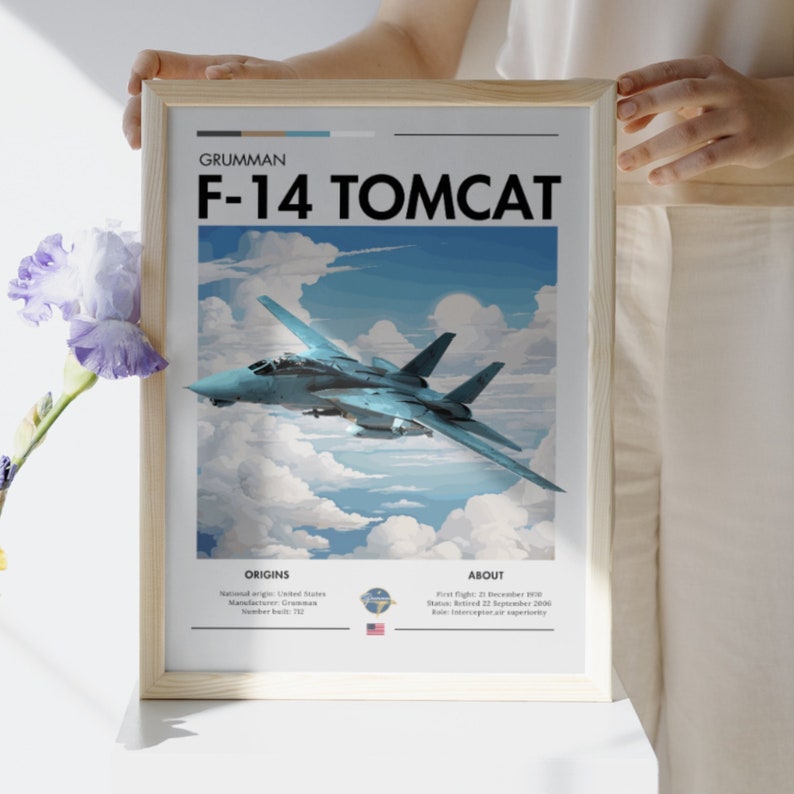 Grumman F-14 Tomcat Supersonic Print Aviation Art, Vietnam War Plane ...