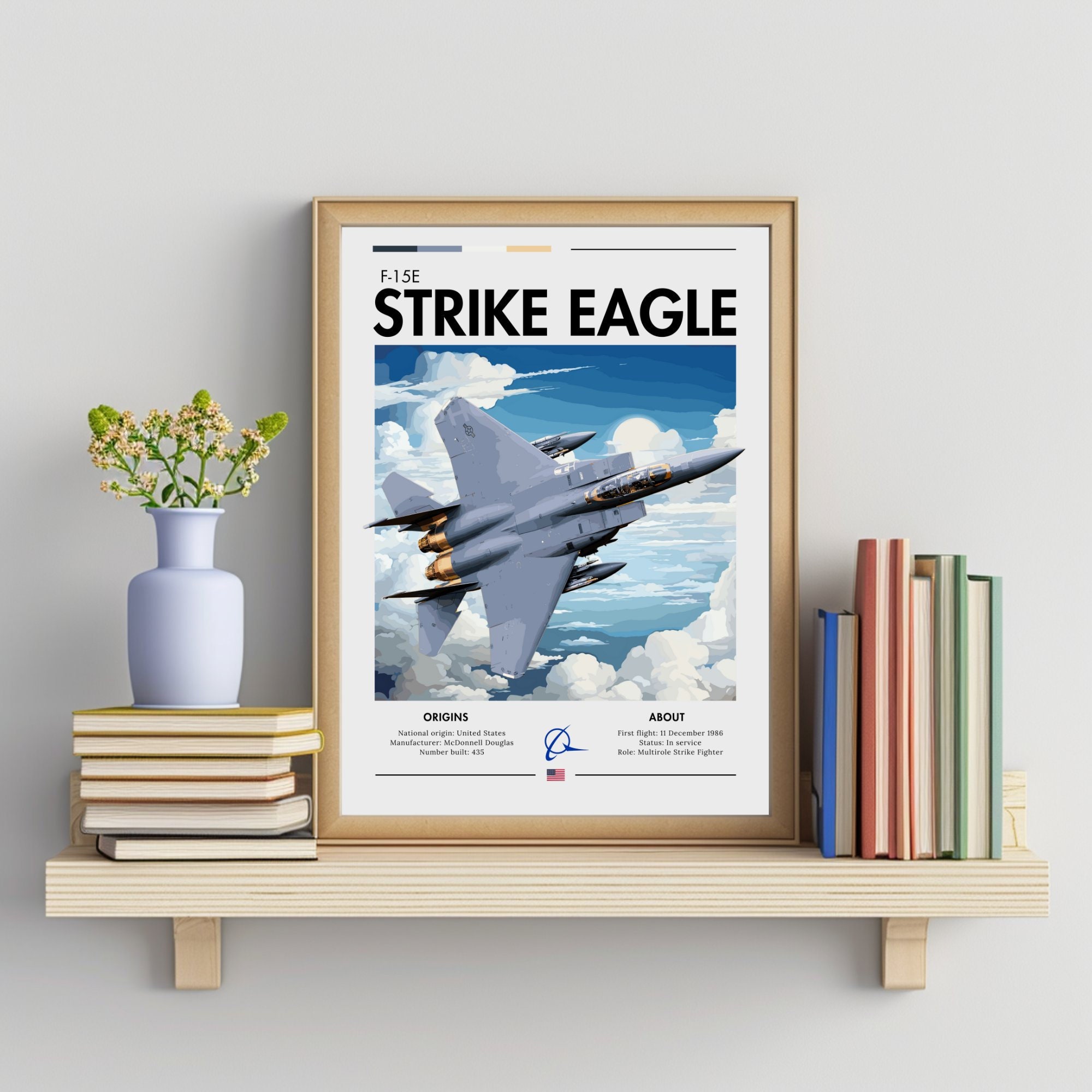 F-15E Strike Eagle Print - Aviation Art, White Cliffs, Plane Poster ...