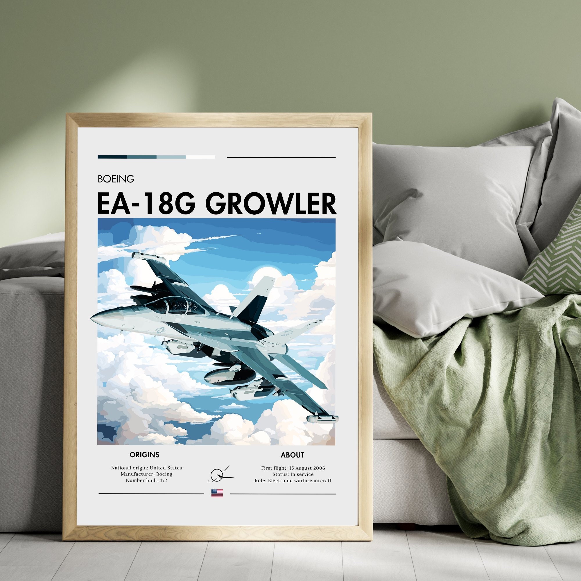 Boeing EA-18G Growler Print - USA Aviation Art, Electronic Warfare ...
