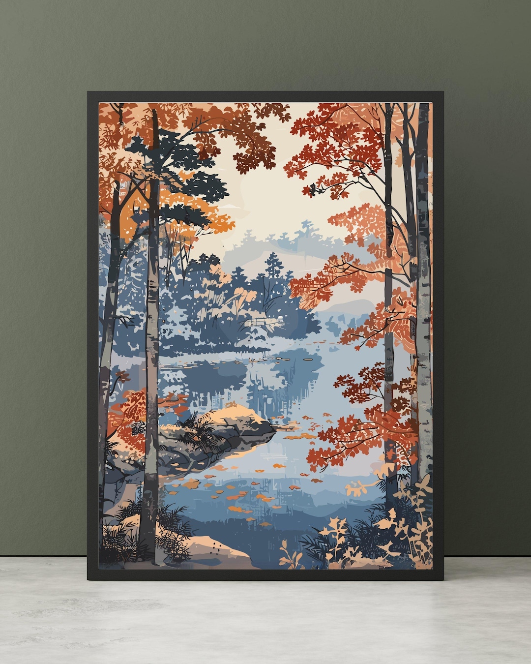 Woodblock Maple Trees at Mama - Utagawa Hiroshige Print, Vintage ...