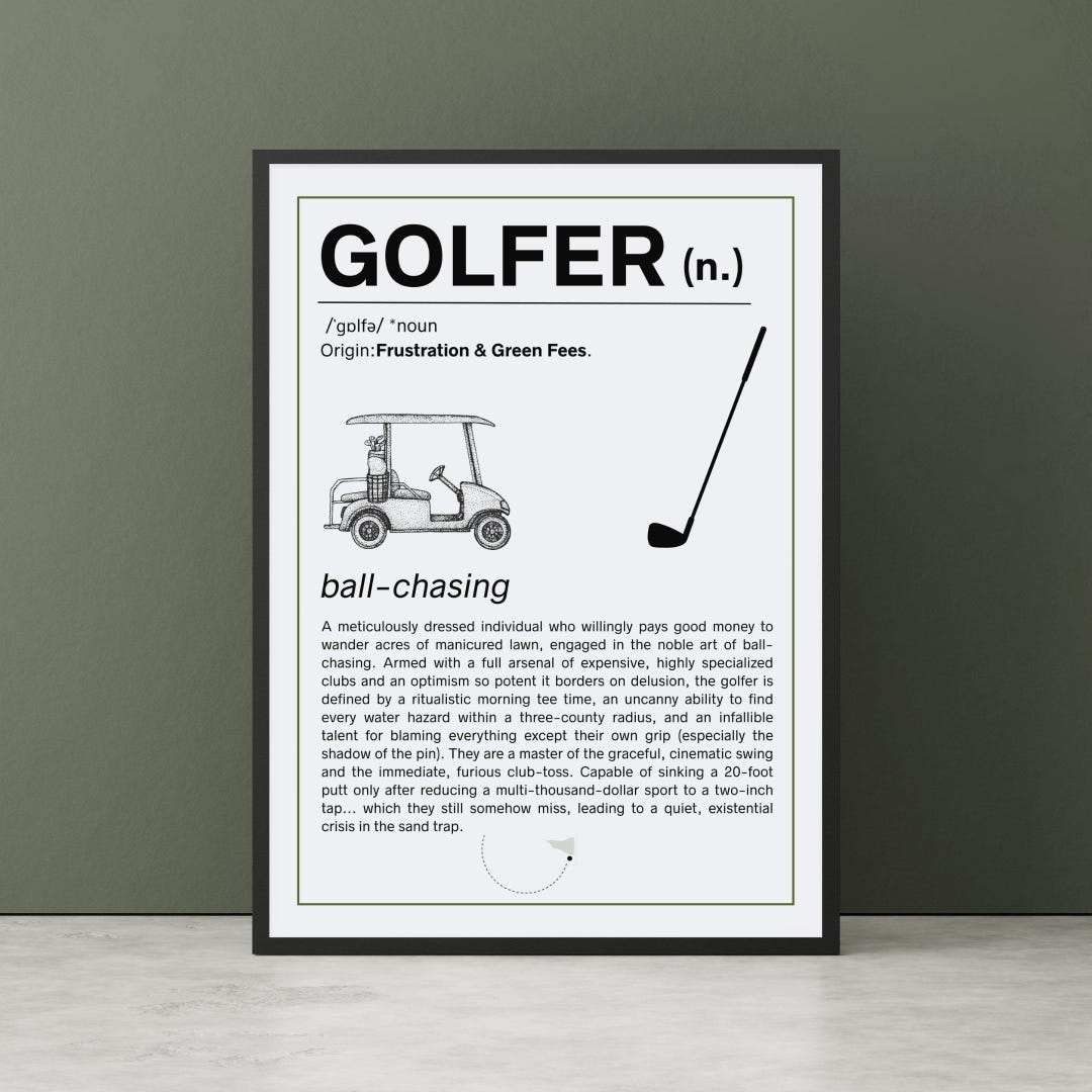 Funny Golfer Definition Print - Man Cave Golf Wall Art - Etsy
