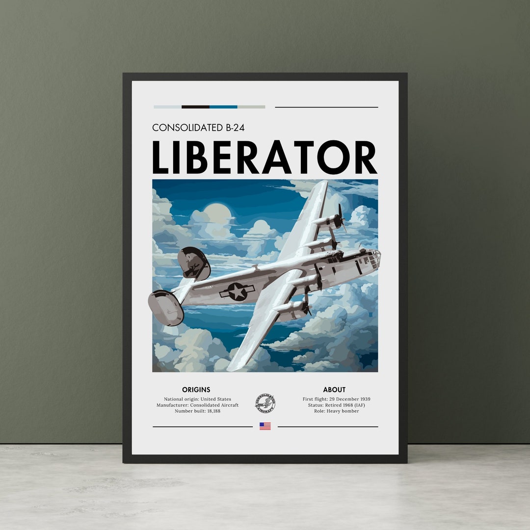 Consolidated B-24 Liberator Print WWII Aviation Art, United States ...