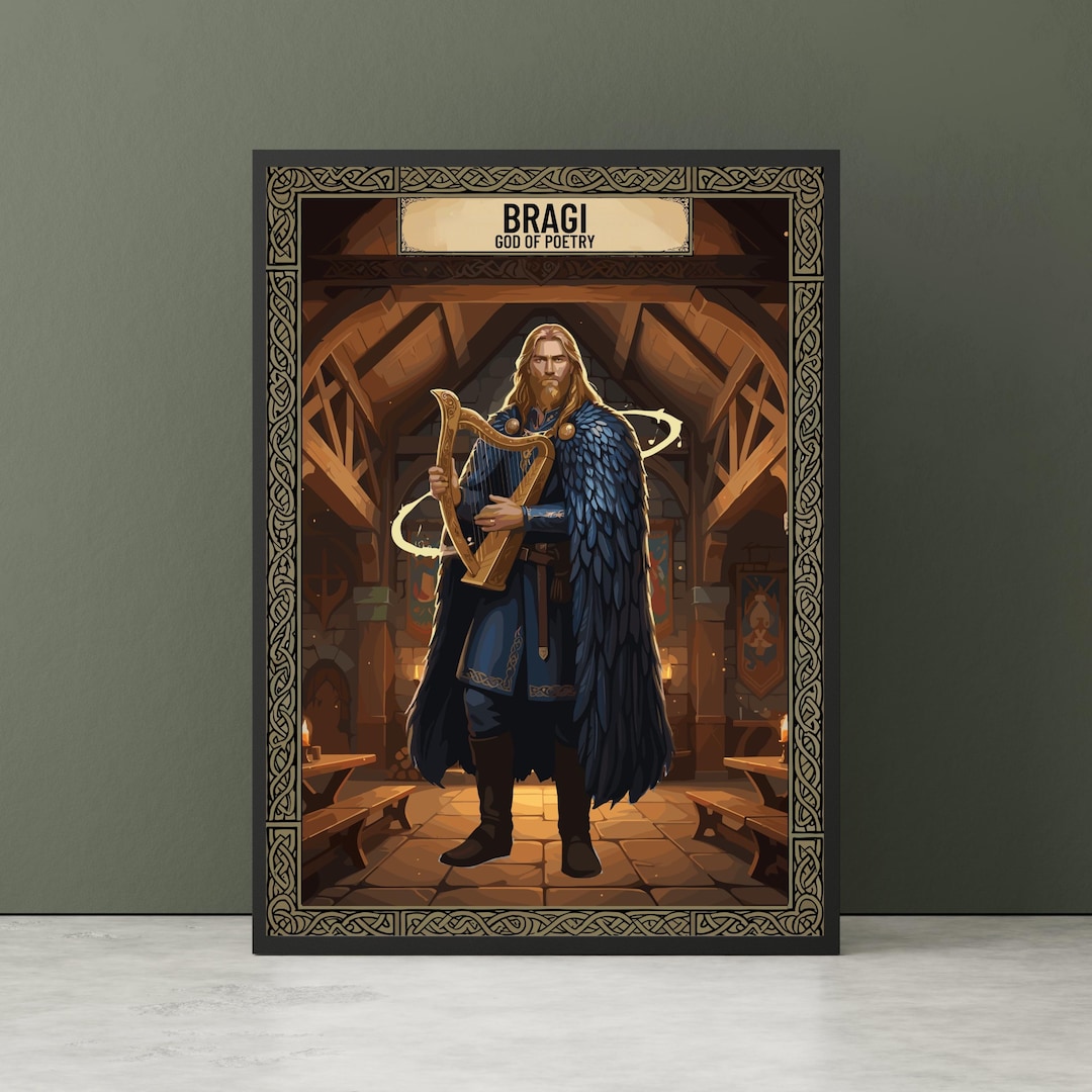 Bragi God of Poetry Art Print – Norse Mythology Viking Decor (digital ...