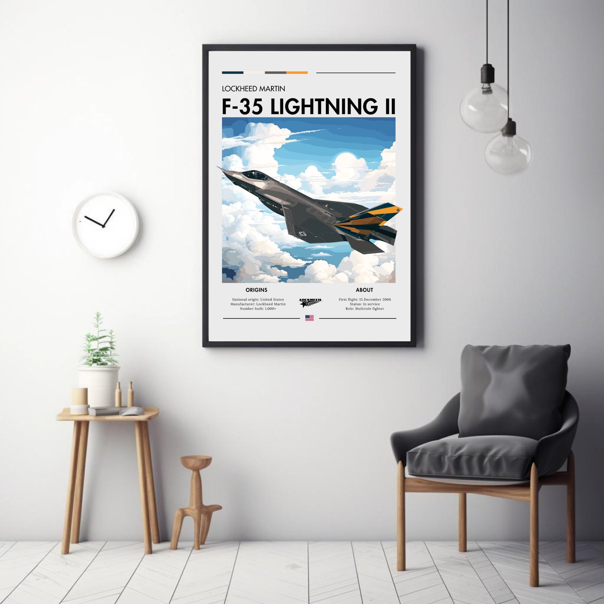 Lockheed Martin F-35 Lightning II Print USAF Aviation, Multirole ...